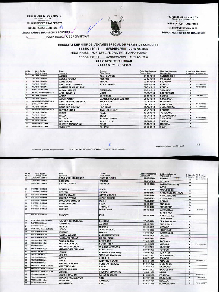 Foumban - 17 05 2025 | PDF