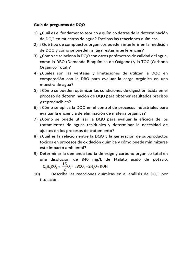Guía Completa sobre DQO en Agua | PDF
