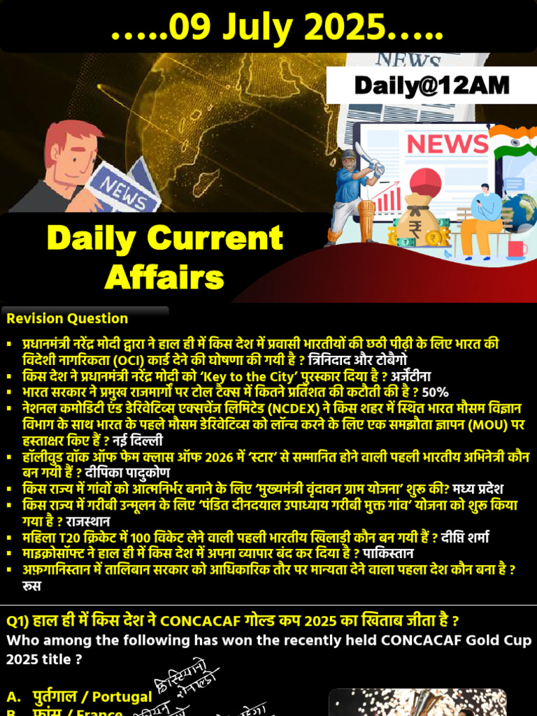 09 July 2025 Kalyani Mam Current Affair | PDF