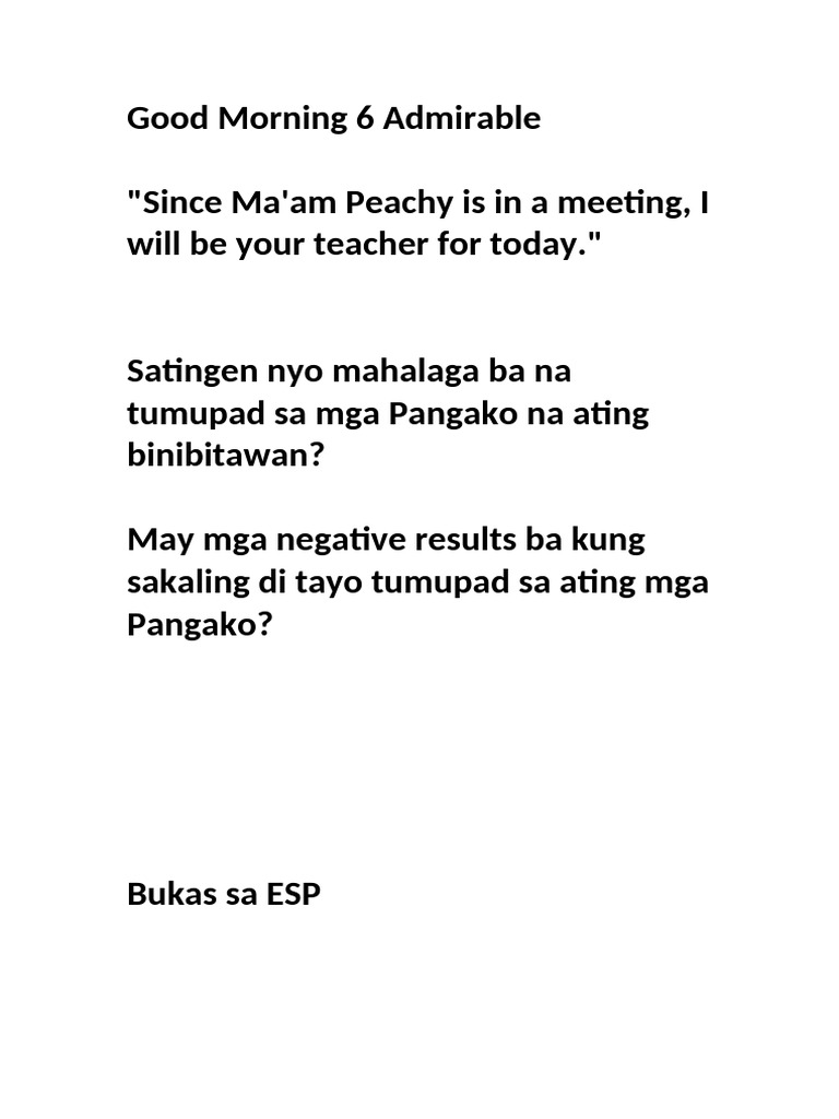 Bukas Sa ESP | PDF