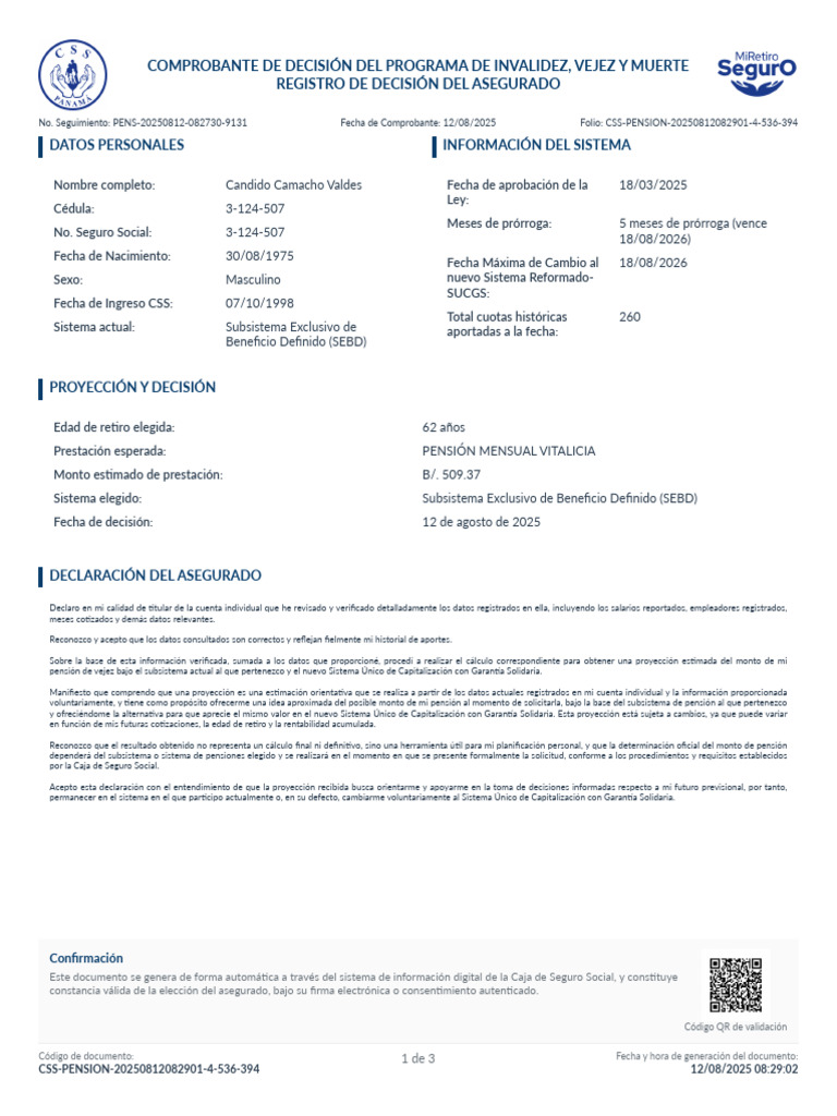 Comprobante Decision CSS PENSION 20250812082901 4 536 394 | PDF | Pensión