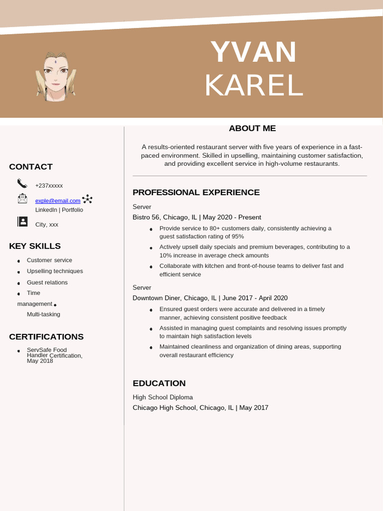 Restaurant Server Job Description Resume Example | PDF