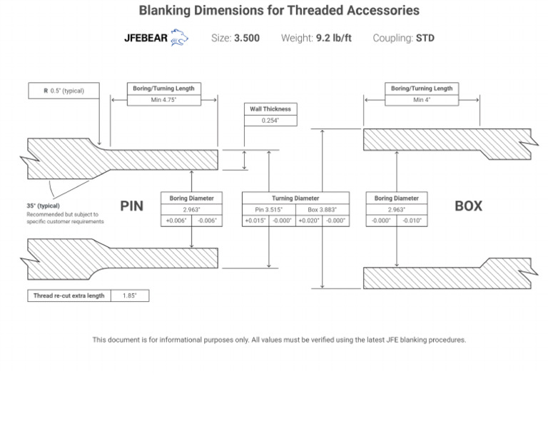 JFEBEAR Blanking Dimensions | PDF