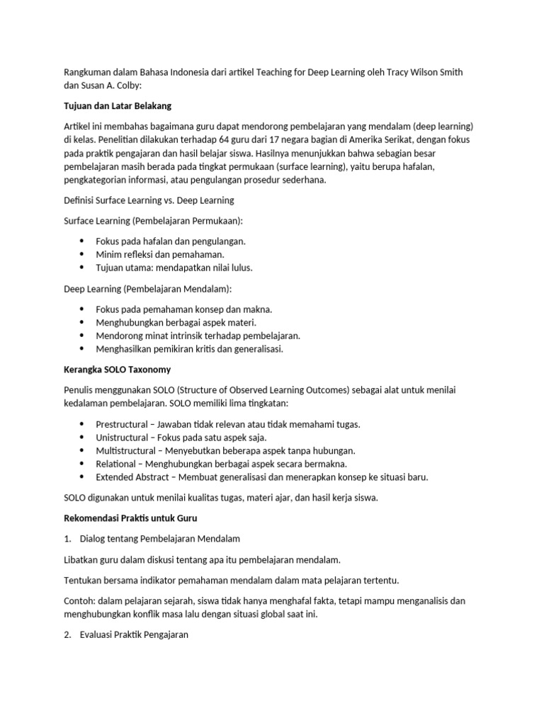 Rangkuman Teaching for Deep Learning | PDF