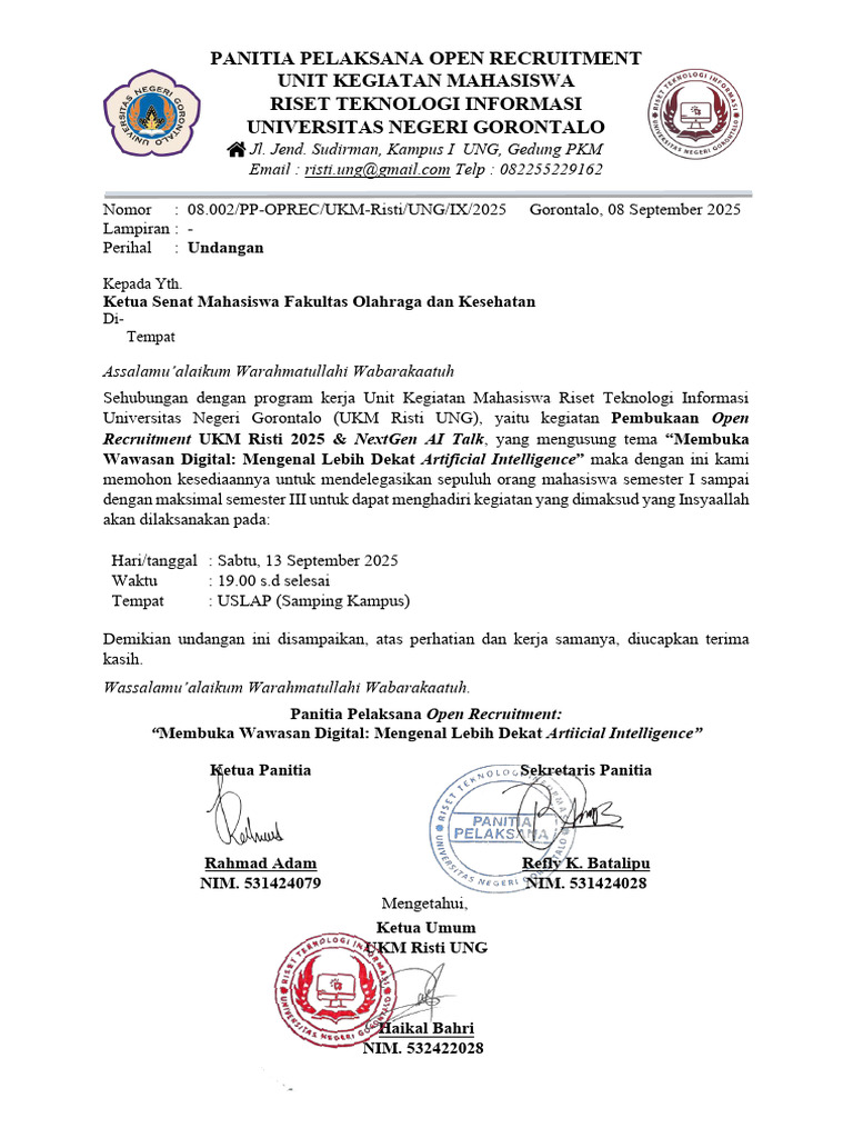 Undangan Delegasi Senat FOK-1 | PDF