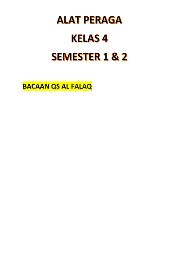 Alat Peraga KLS 4 THN 2019-2020 | PDF