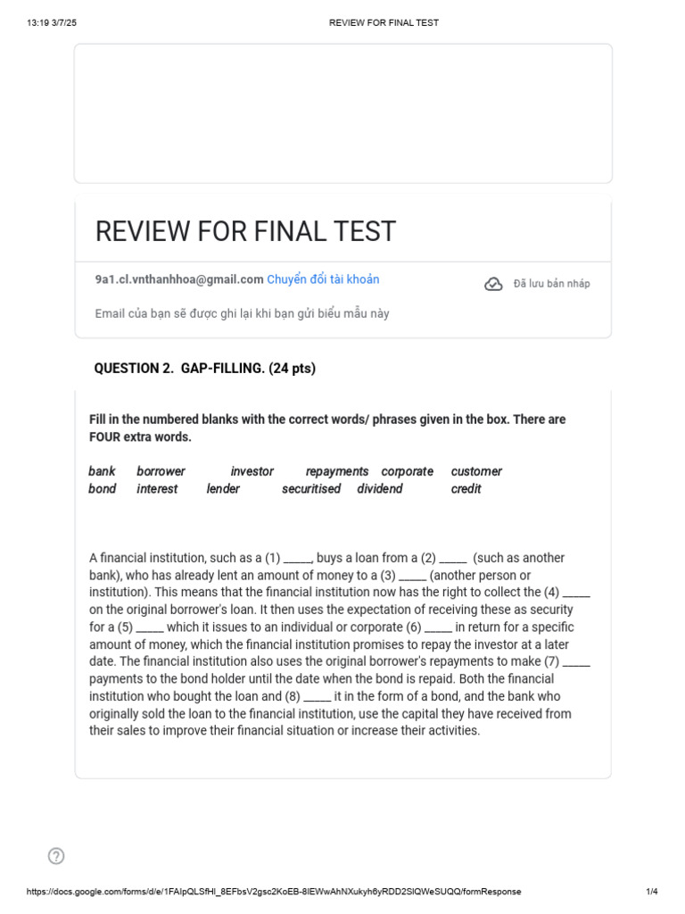 Review For Final Test (p2) | PDF | Loans | Bonds (Finance)