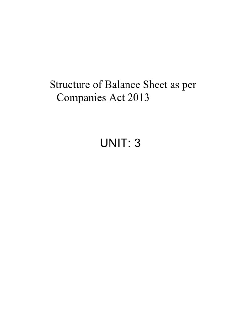 Balance Sheet Structure per Companies Act 2013 | PDF | Dividend ...