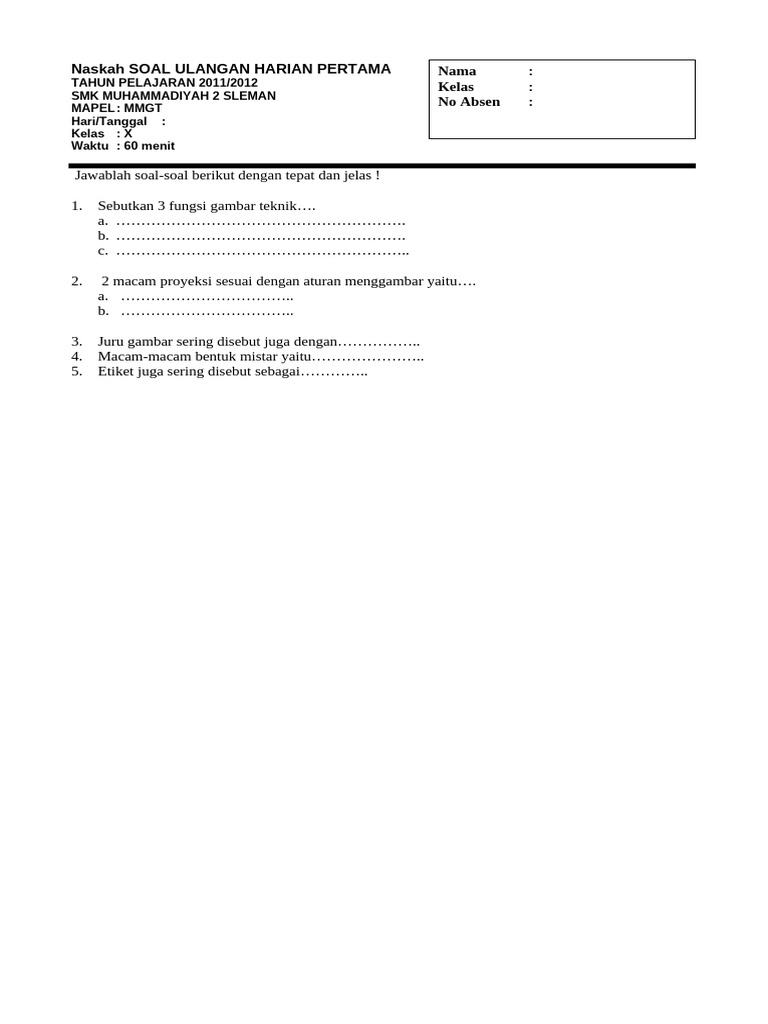 Naskah Soal MMGT Klas 1 | PDF