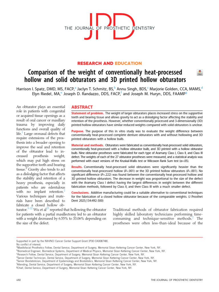 Comparison of The Weight of Conventionally Heat PR | PDF | Prosthesis