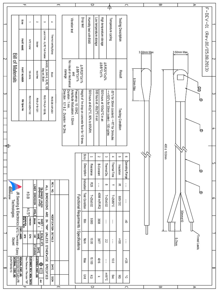JR Sensor Data Sheet - Temperature Sensor With UL 94V-0 Grade | PDF ...