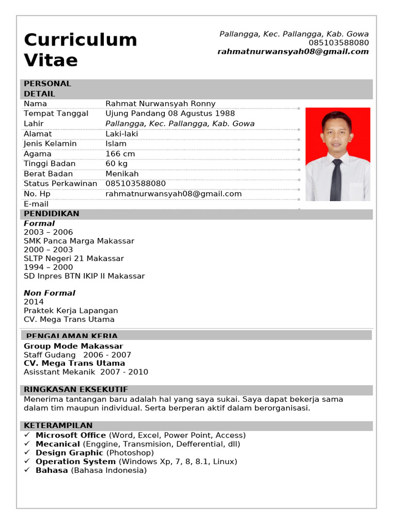 CV Rahmat Nurwansyah Ronny 2023 | PDF