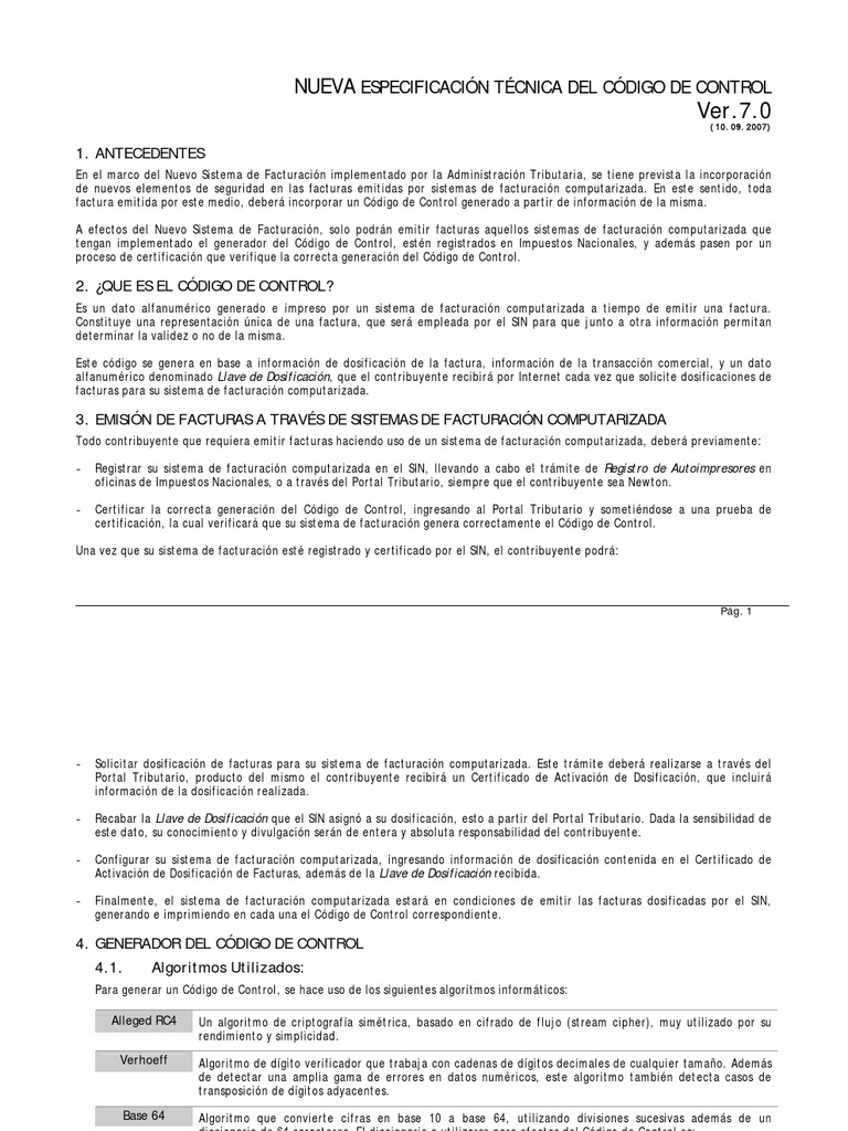 Codigo Control V7 | PDF | Factura | Algoritmos