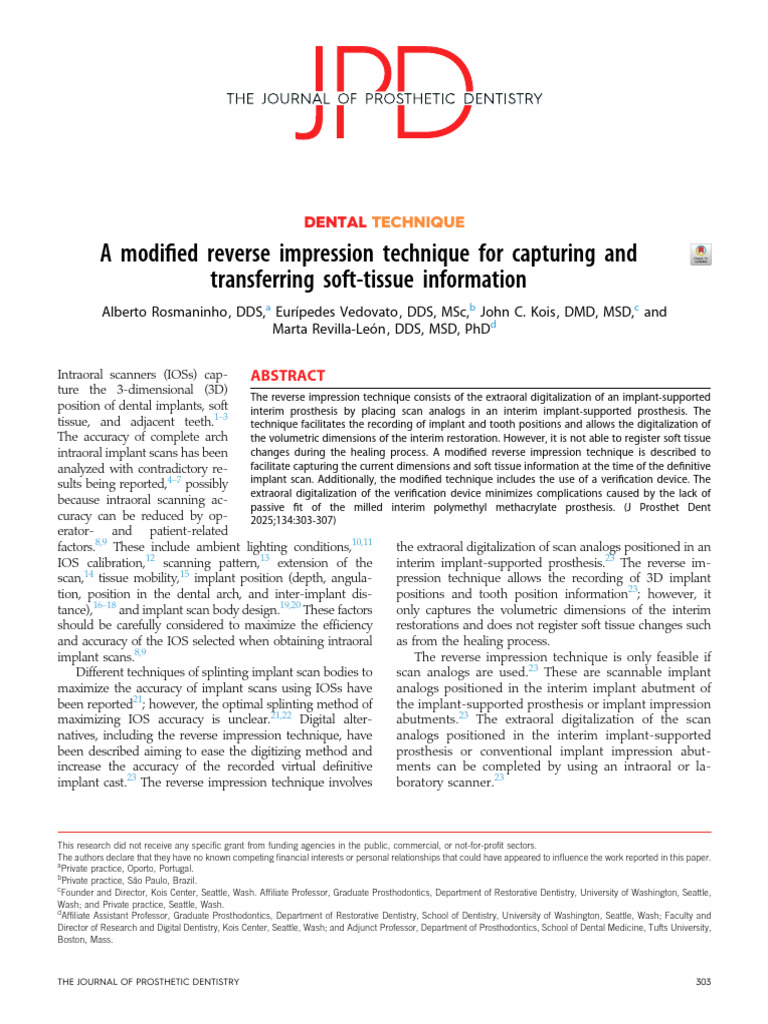 Modified Reverse Impression Technique | PDF | Dental Implant | Prosthesis