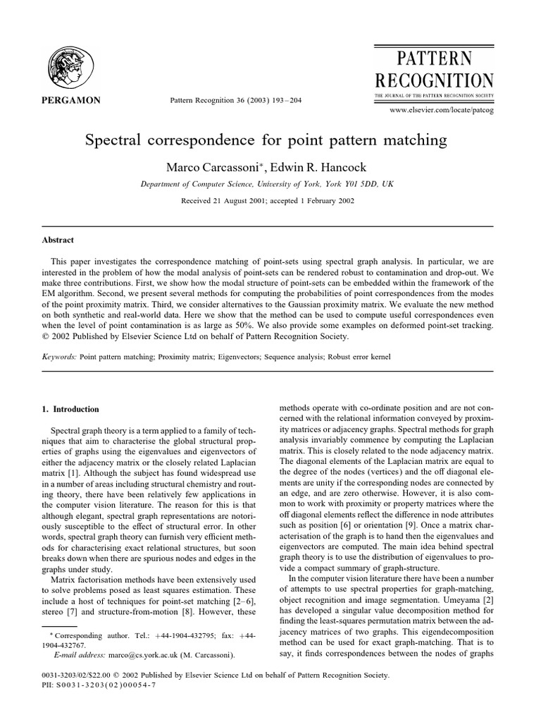 Pii - S0031-3203 (02) 00054-7 | PDF | Matrix (Mathematics ...