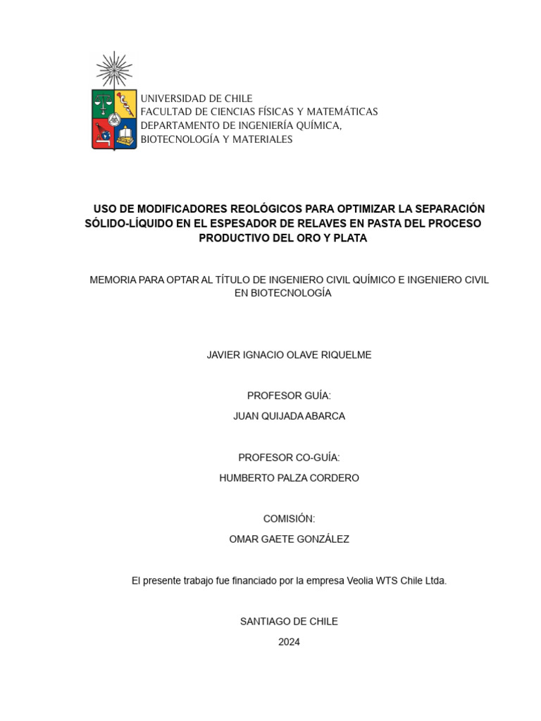 Modificadores Reológicos en Relaves Mineros | PDF | Minería | Agua