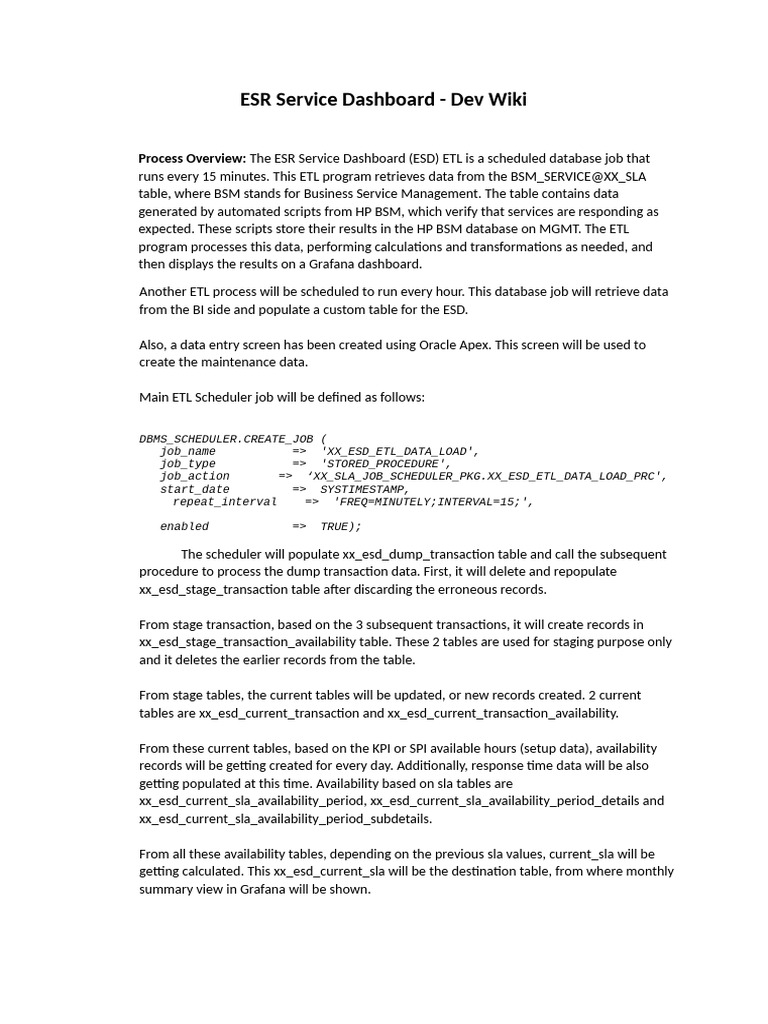 ESD - DRI Replacement Dev WiKi | PDF | Databases | Performance Indicator