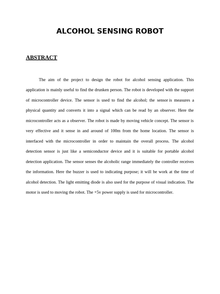 Alcohol Sensing Robot | PDF