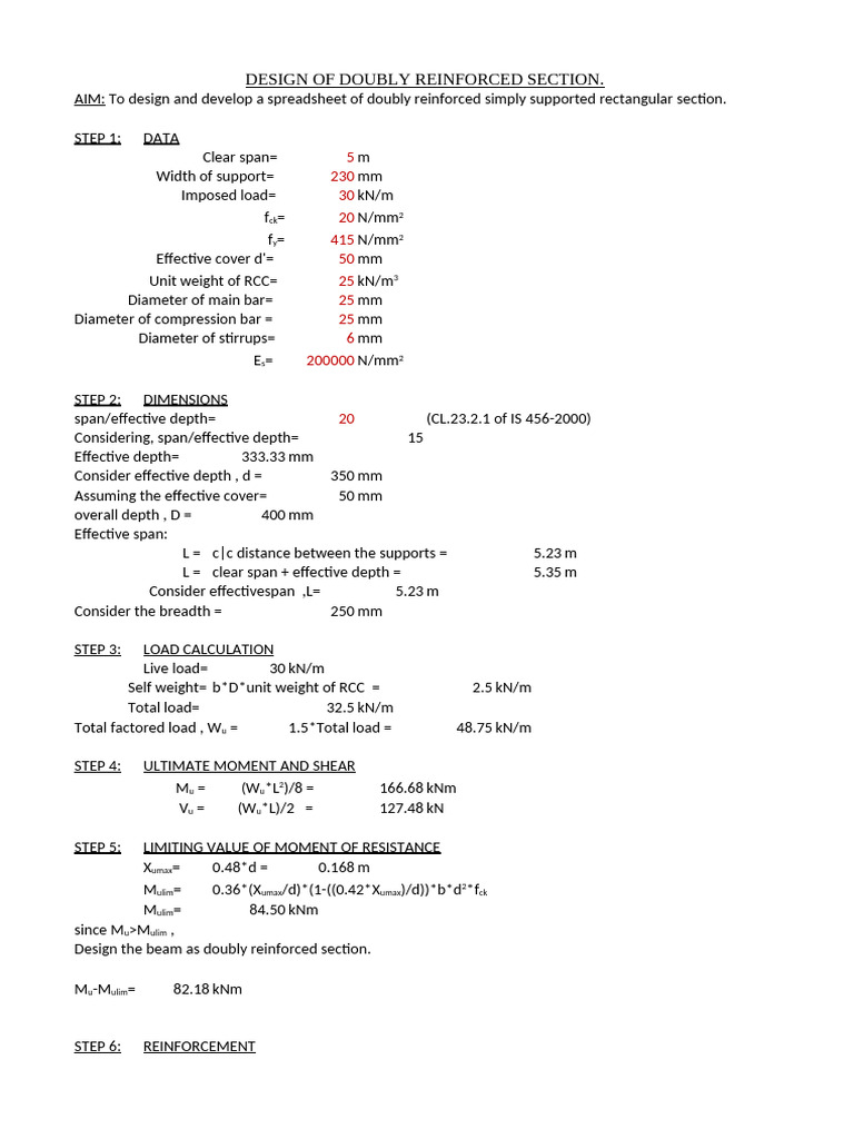 Design of Doubly Reinforcement Section | PDF | Structural Engineering | Applied And ...