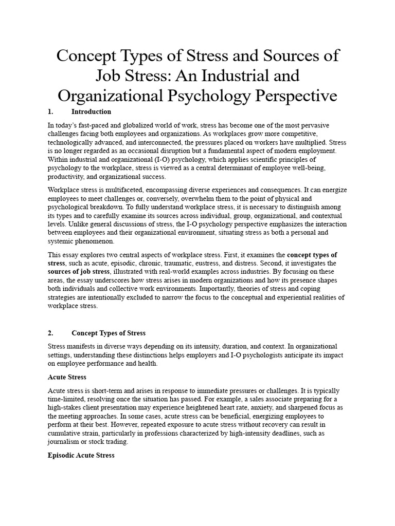 Concept and Souces of Stress | PDF | Stress (Biology) | Psychological ...