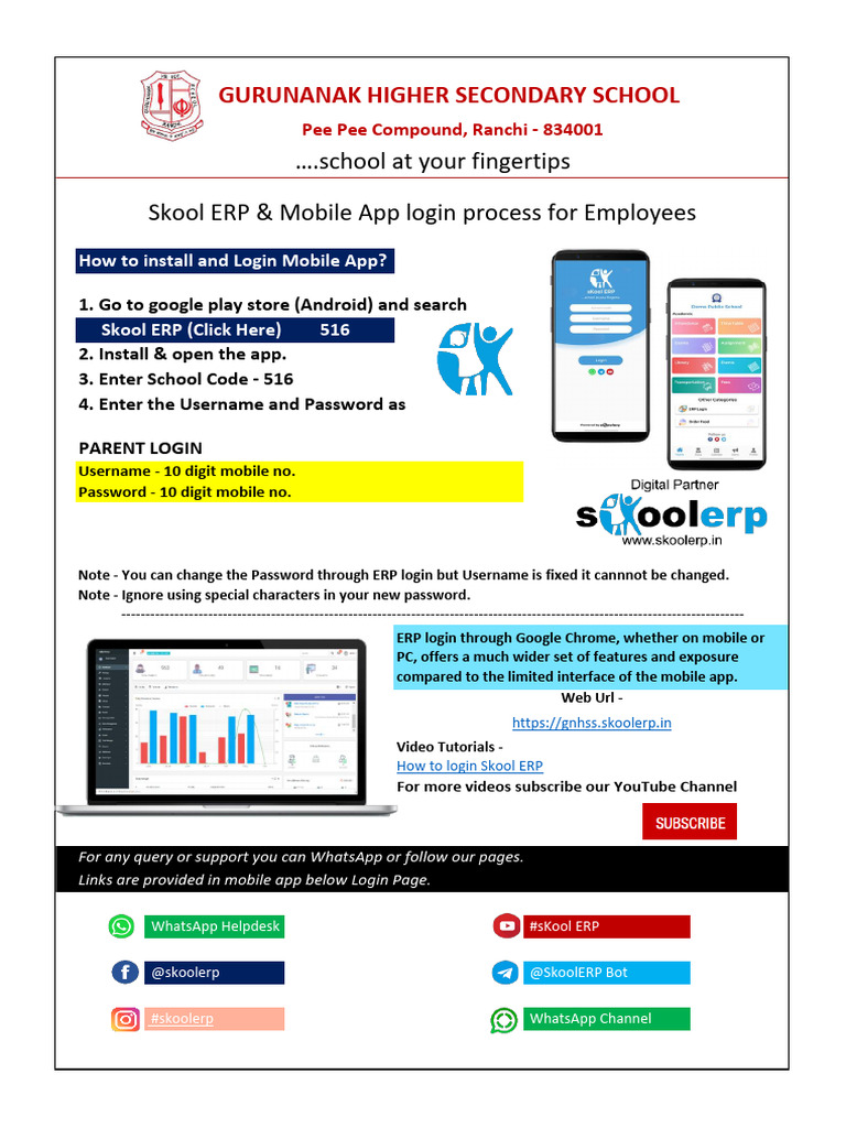 Mobile App Login Process - SKOOL ERP | PDF