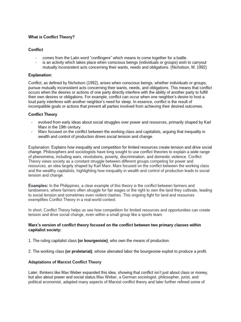 Conflict Theory and Dialectical and Historical Materialism ...