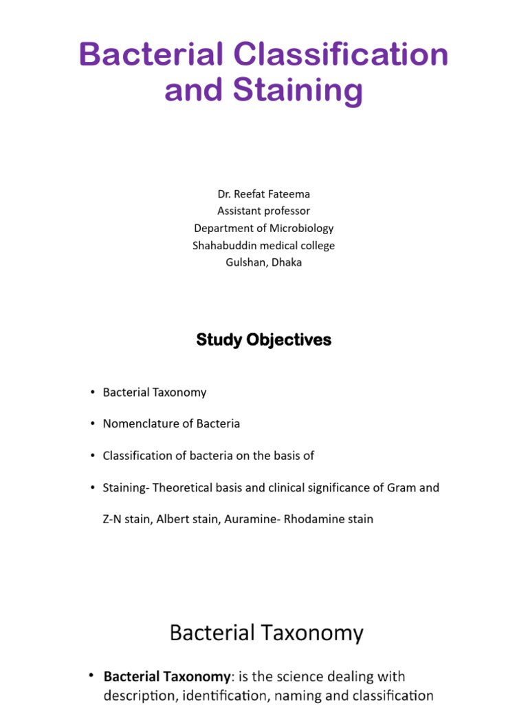 Bacterial Classification and Staining Guide | PDF | Bacteria | Microscopy