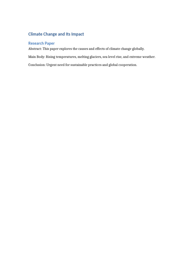 Climate Change and Its Impact | PDF