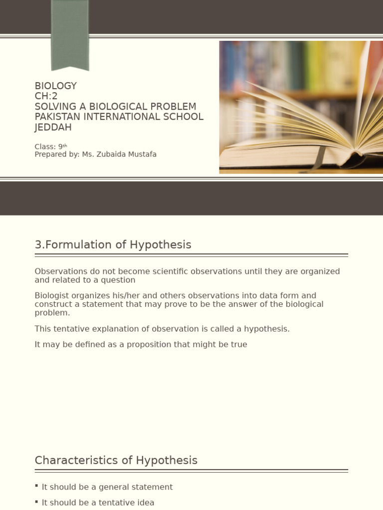 9th Bio - Ch1-Steps of Biological Method | PDF