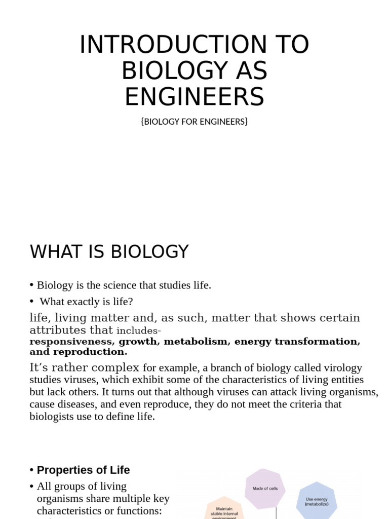 Introduction - Unit 1 (Bio For Engineers) | PDF | Eye | Organisms