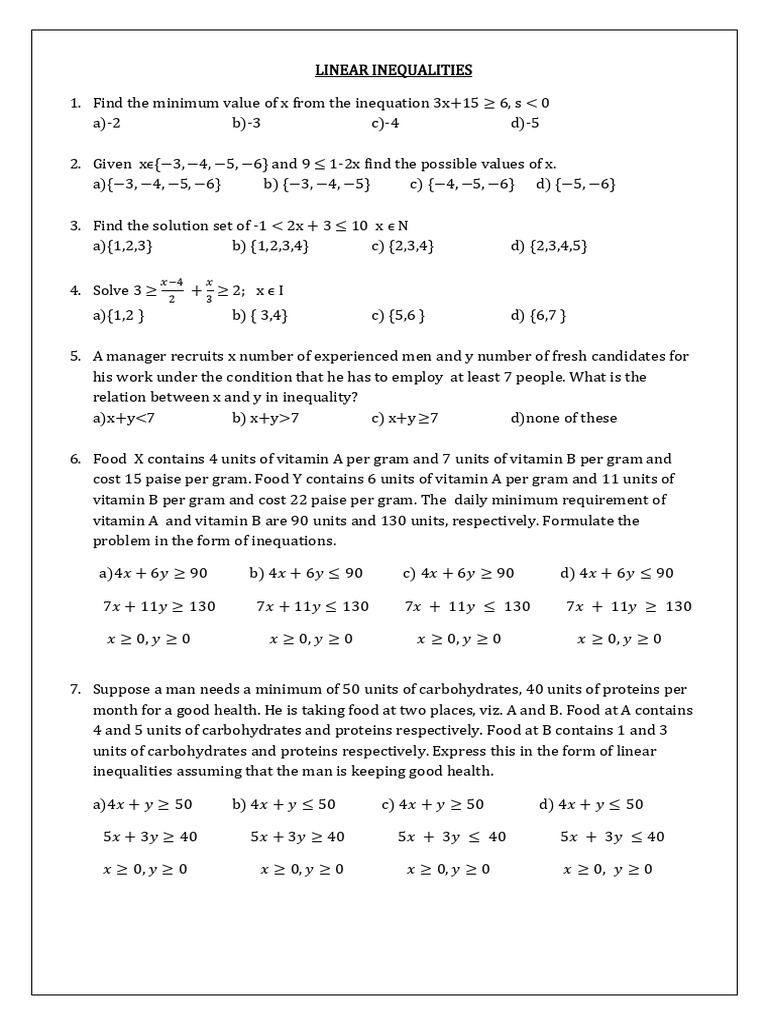 Solving Linear Inequalities | PDF