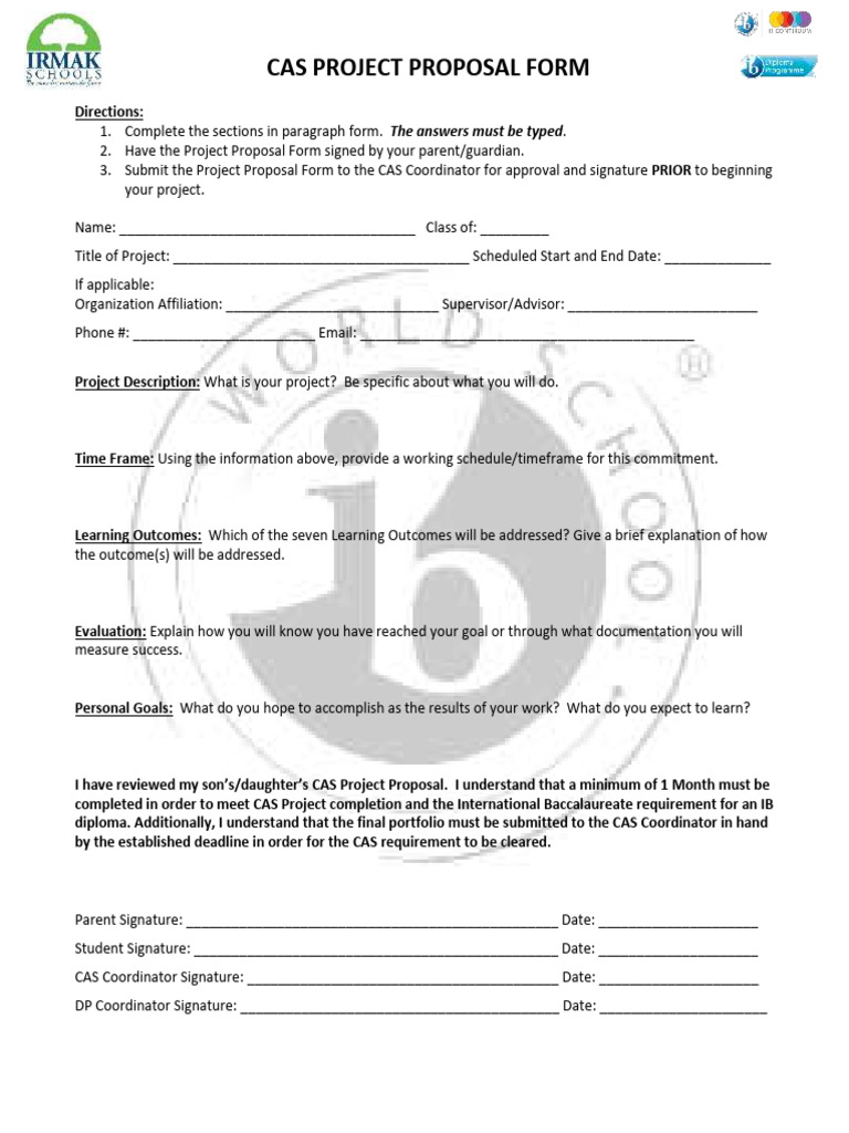 CAS Project Proposal Form Guide | PDF