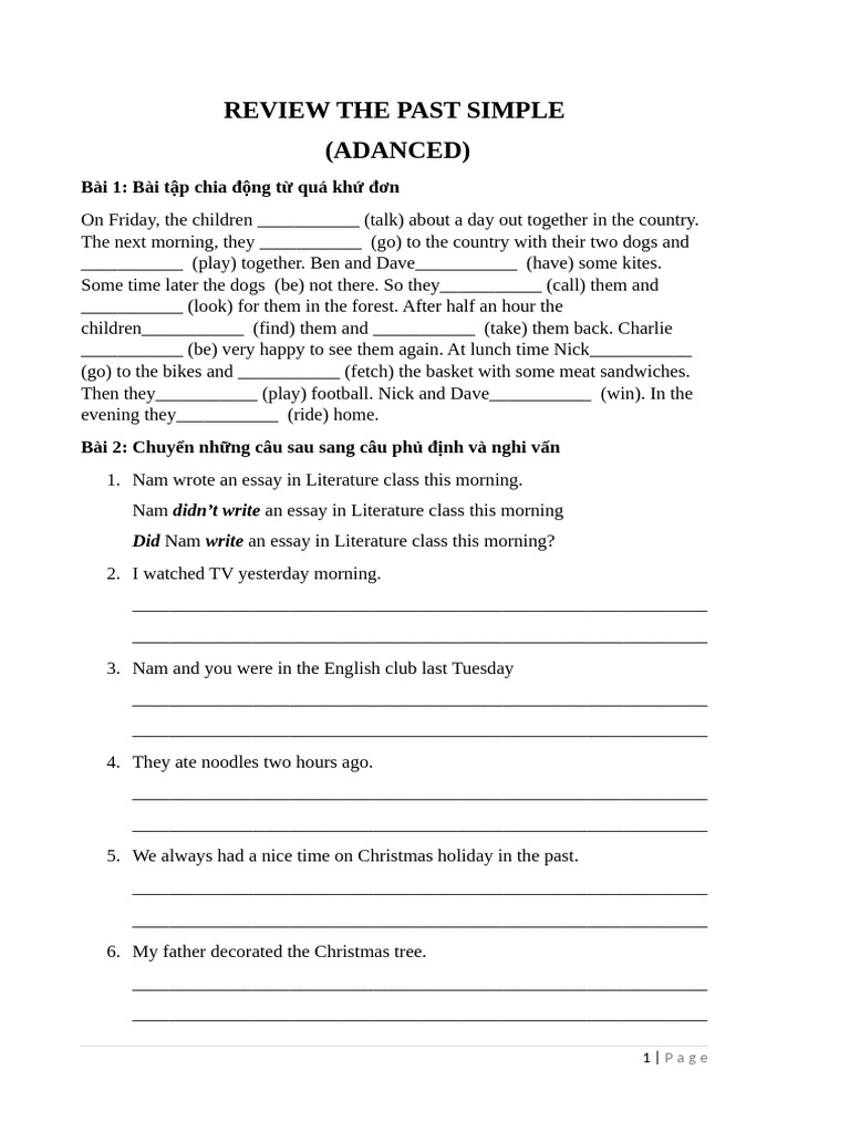 Past Simple Tense Exercises | PDF | Snow White