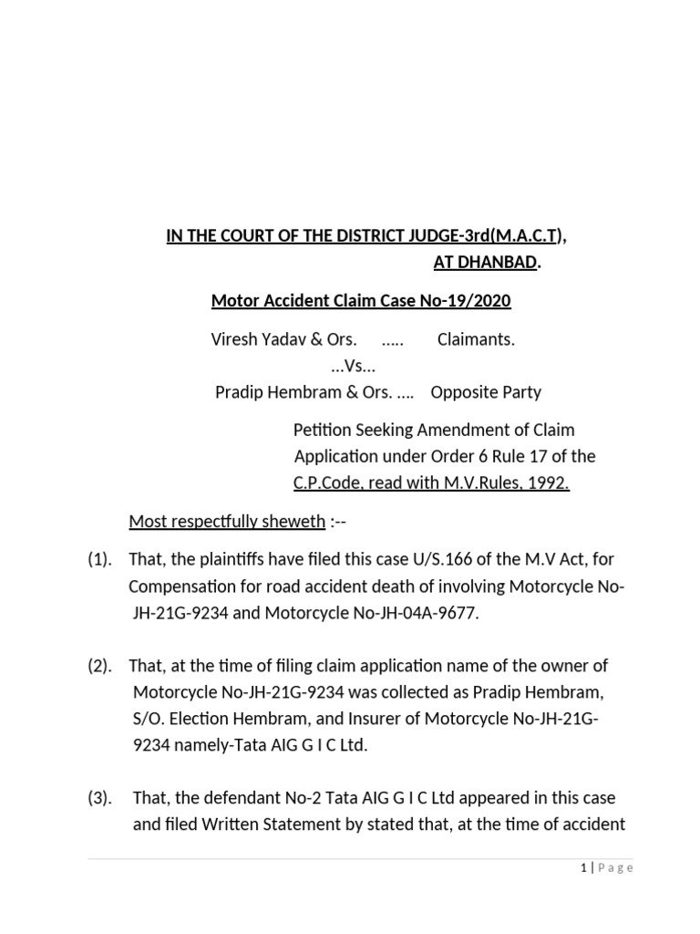 Amendment Petition, (SAVITRI DEVI) . | PDF | Affidavit | Plaintiff