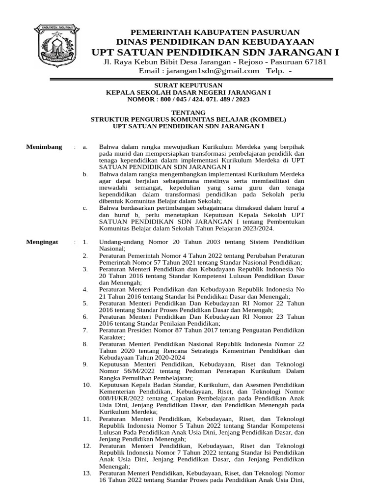 SK Kelompok Belajar | PDF