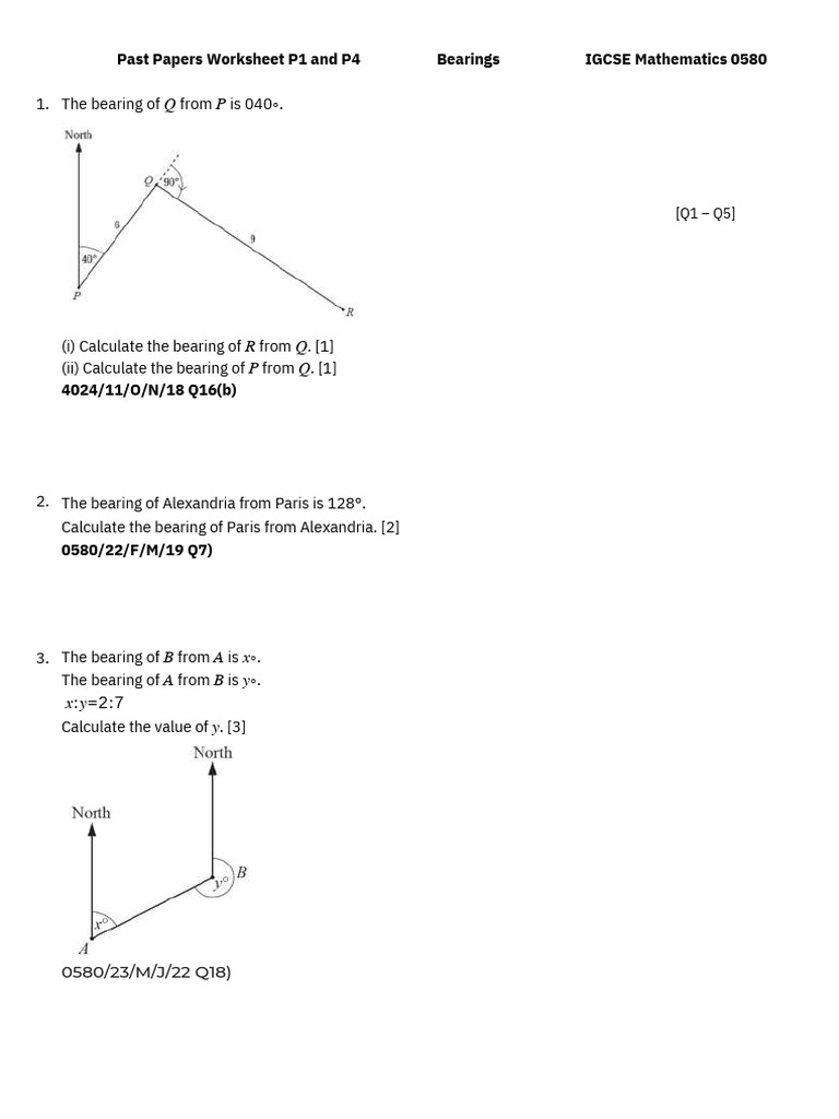 Bearings Calculation for IGCSE Mathematics | PDF | Elementary ...