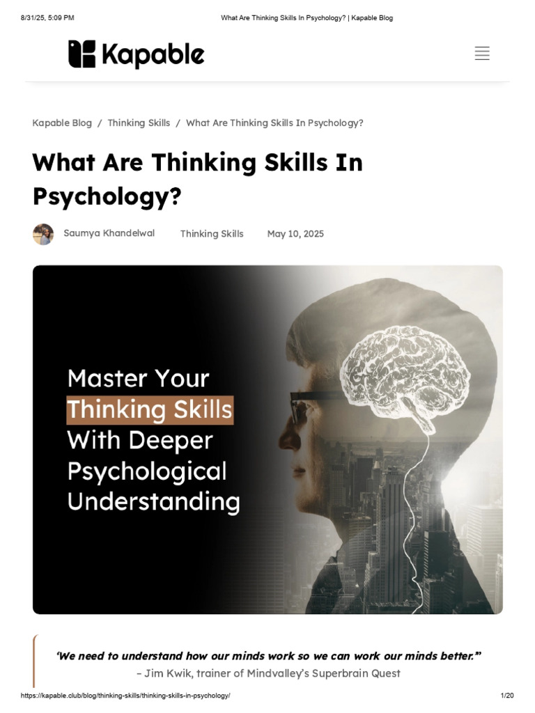 Understanding Thinking Skills in Psychology | PDF | Thought | Critical ...