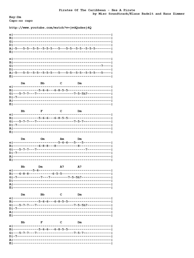 Hes A Pirate Guitar Tab | PDF