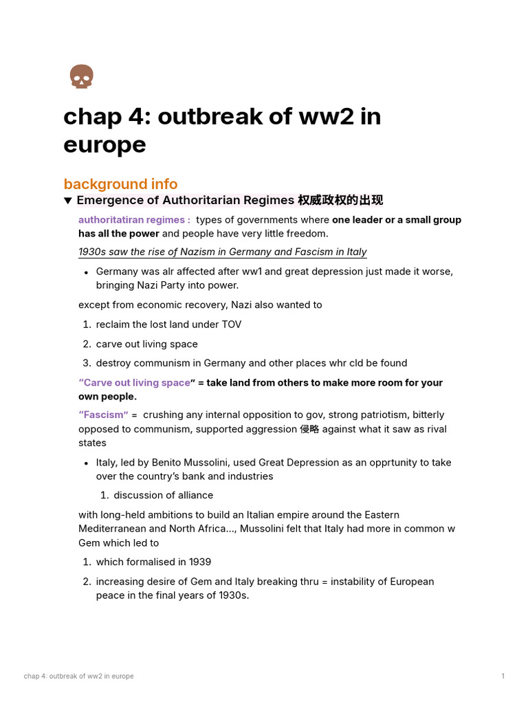 Chap 4 Outbreak of Ww2 in Europe | PDF | Nazi Germany | Adolf Hitler