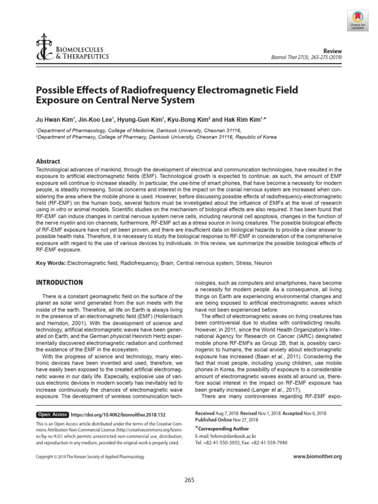 Possible Effects of Radiofrequency Electromagnetic Field Exposure On ...