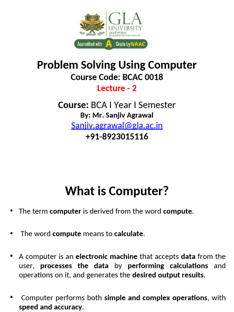 Lec 2 Computer Fundamentals 1 | PDF | Computer Data Storage | Input/Output