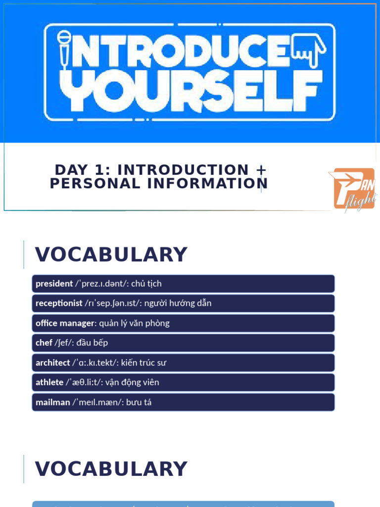 Introduction to Personal Information and Vocabulary | PDF