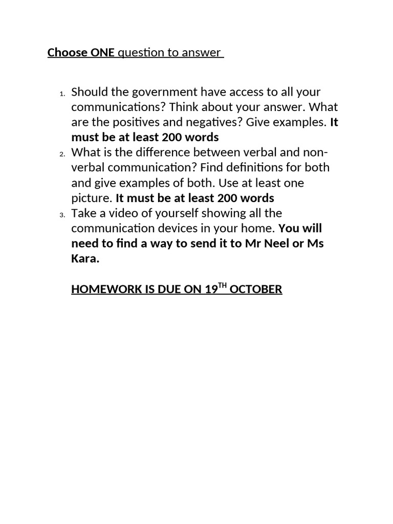Communication Homework | PDF