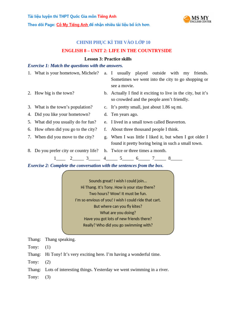 Ms Tra My E8 U2 Lesson 3 Homework | PDF | Chess Theory | Chess