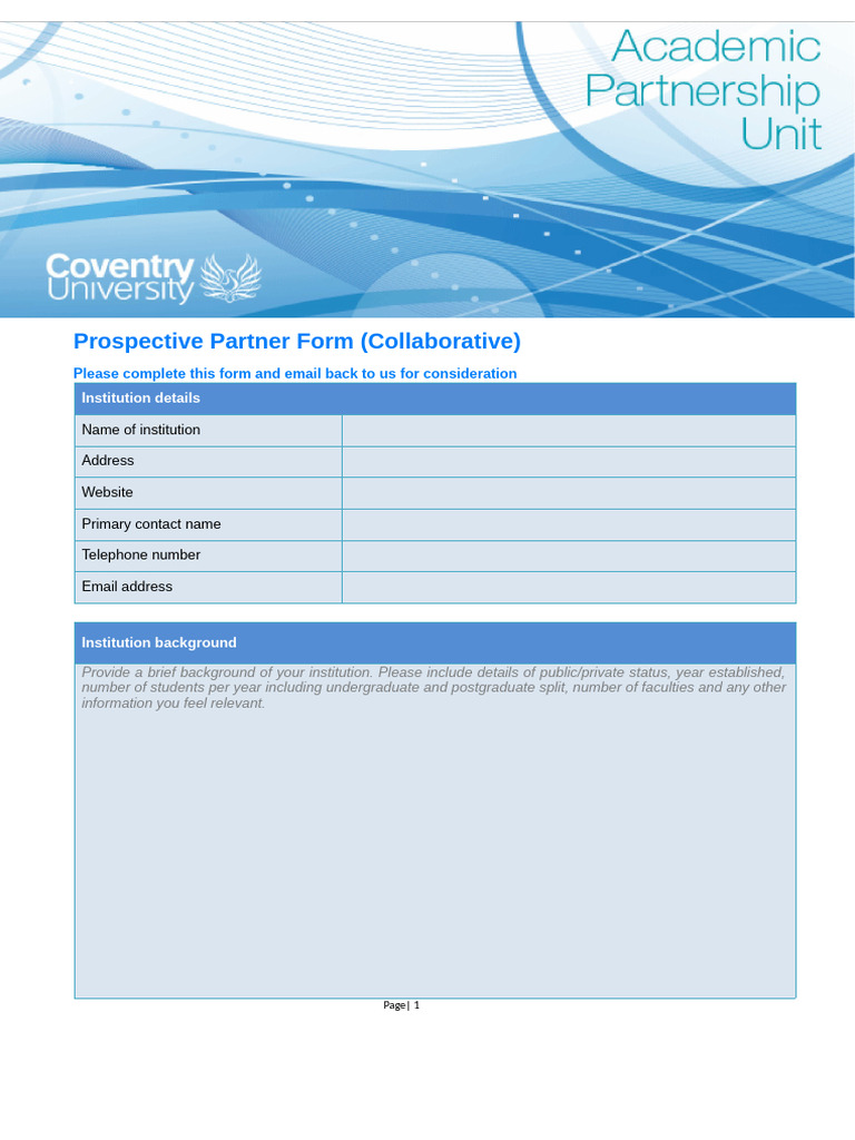 Prospective Partner Form Editable | PDF