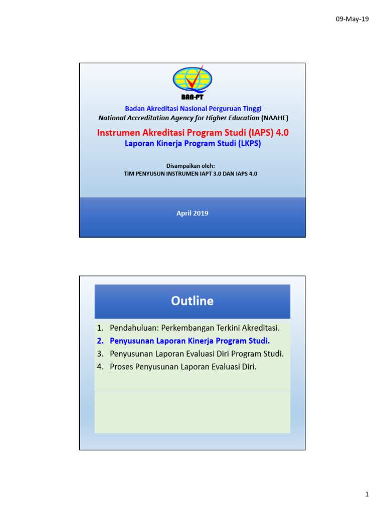 PAPARAN INSTRUMEN AKREDITASI PROGRAM STUDI 4.0 LKPS 26 April 2019 4 | PDF