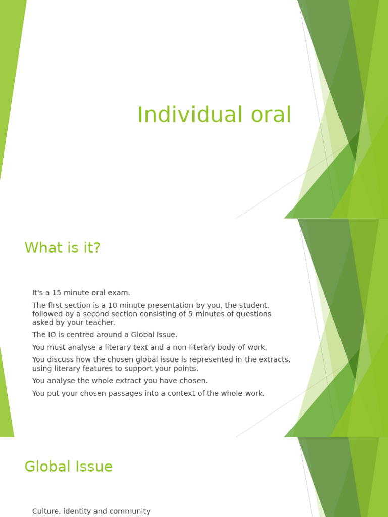 Guide to Individual Oral Exam Structure | PDF | Human Communication