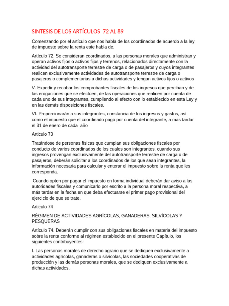 Sintesis de Los Artículos 72 Al 89 | PDF