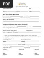 Salary Advance Request Form Template | PDF