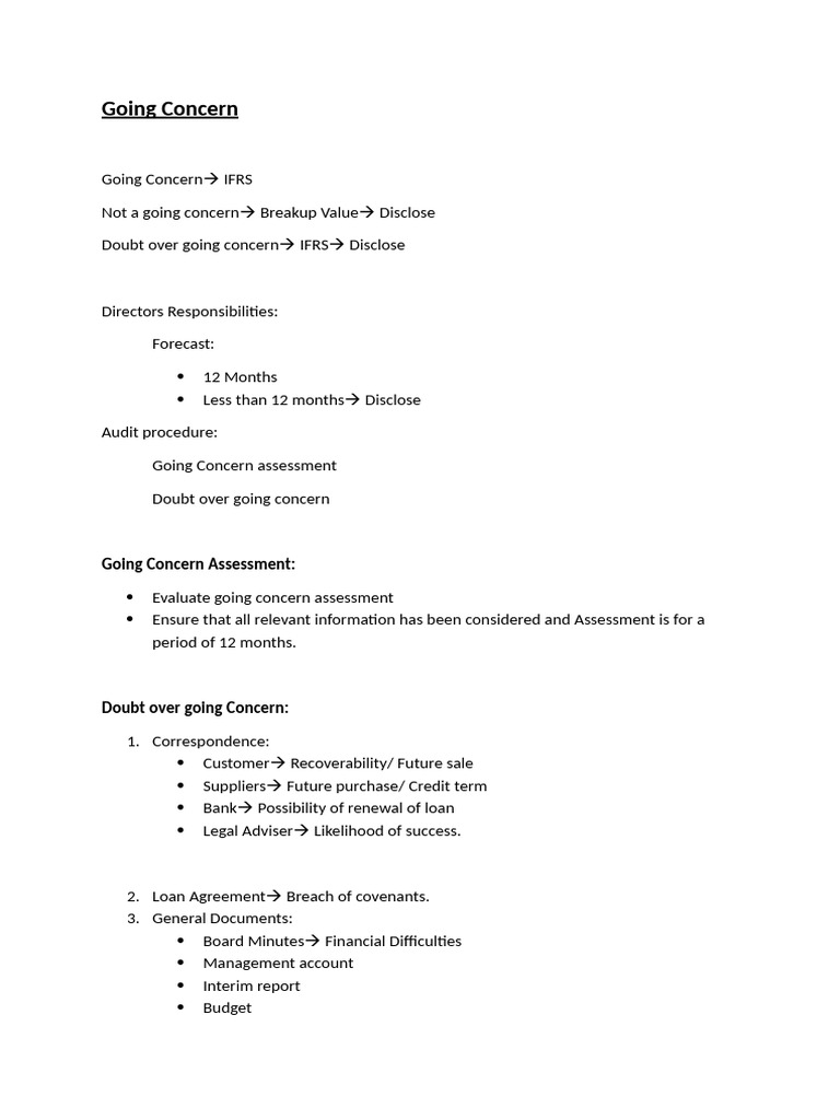 Going Concern | PDF